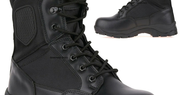MENS COMBAT POLICE MILITARY WORK SAFETY STEEL TOE CAP TACTICAL HIGH BOOTS