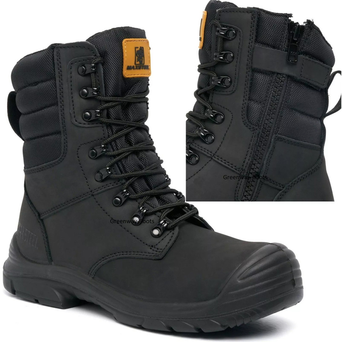 MENS TASKFORCE S3 WATERPROOF POLICE ZIP WORK STEEL TOE SAFETY BOOTS ...
